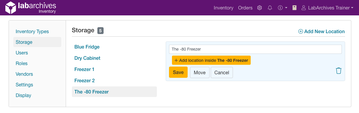 Setting Up Locations – LabArchives