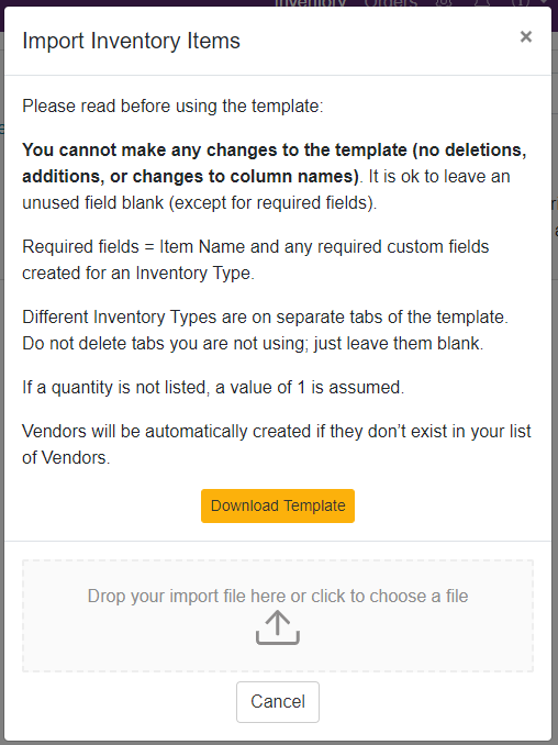 Importing Inventory Items from Excel – LabArchives