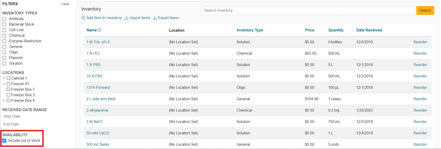Importing Inventory Items from Excel – LabArchives