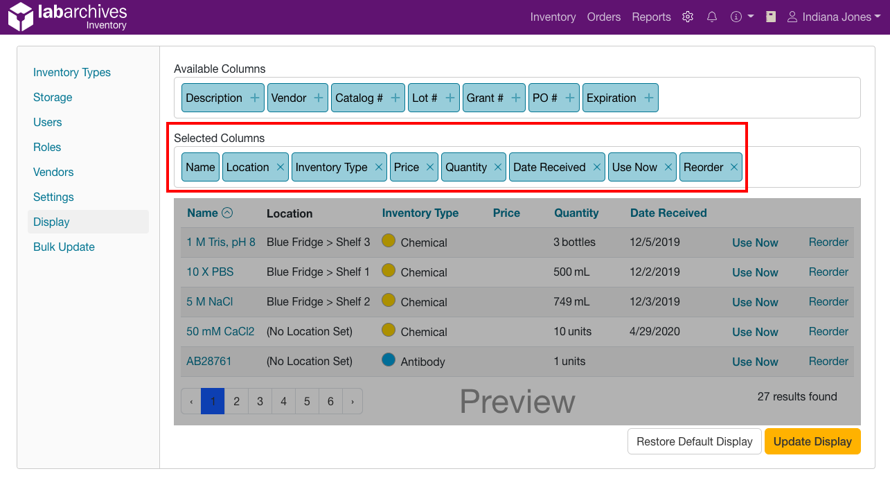 Customizing Your Inventory Display – LabArchives