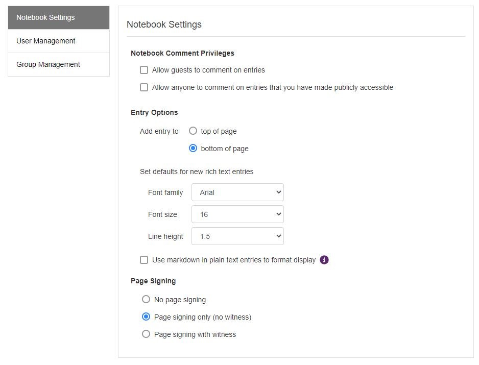 Adjusting Notebook Settings – LabArchives