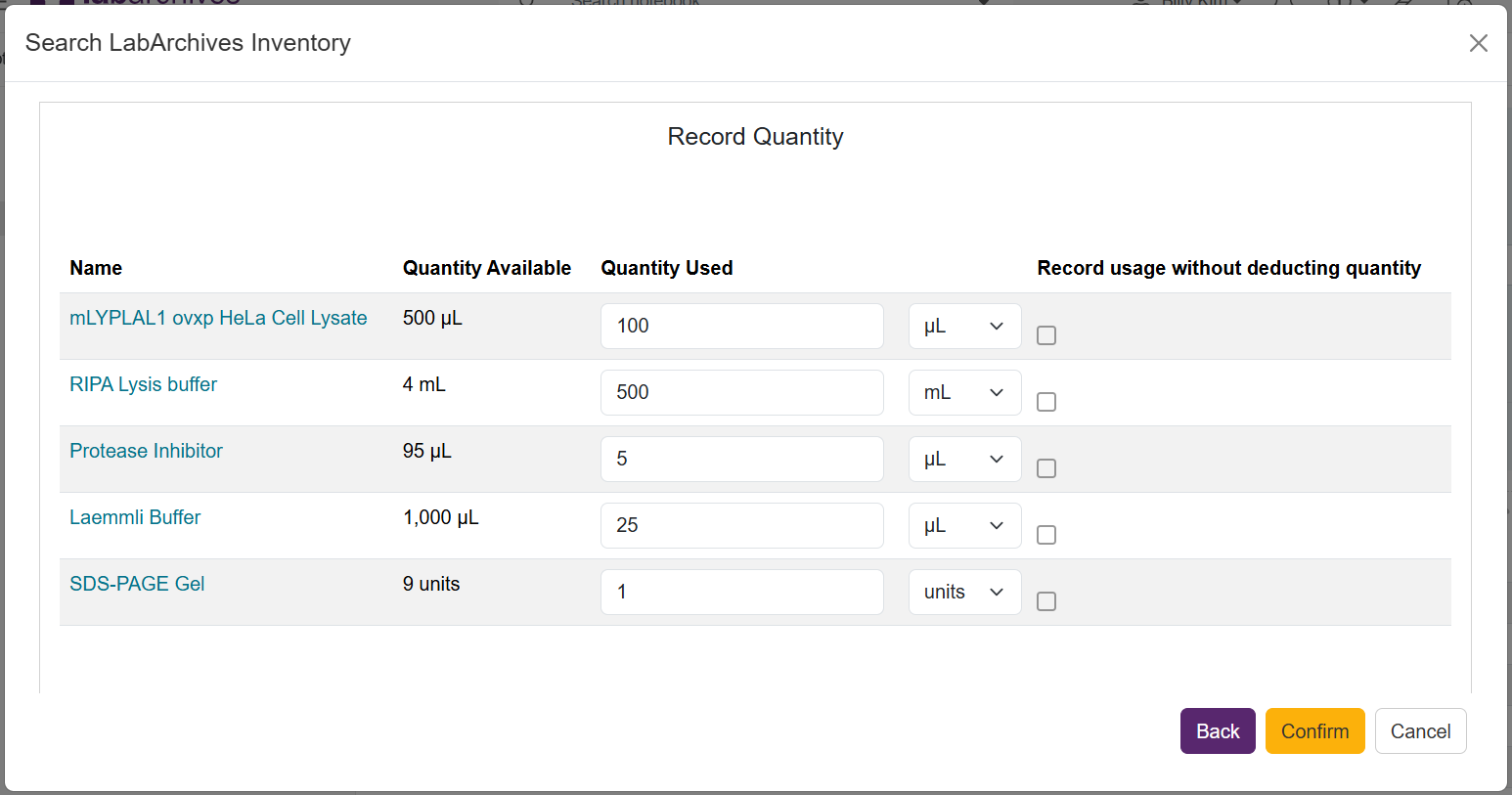 Inventory List – LabArchives