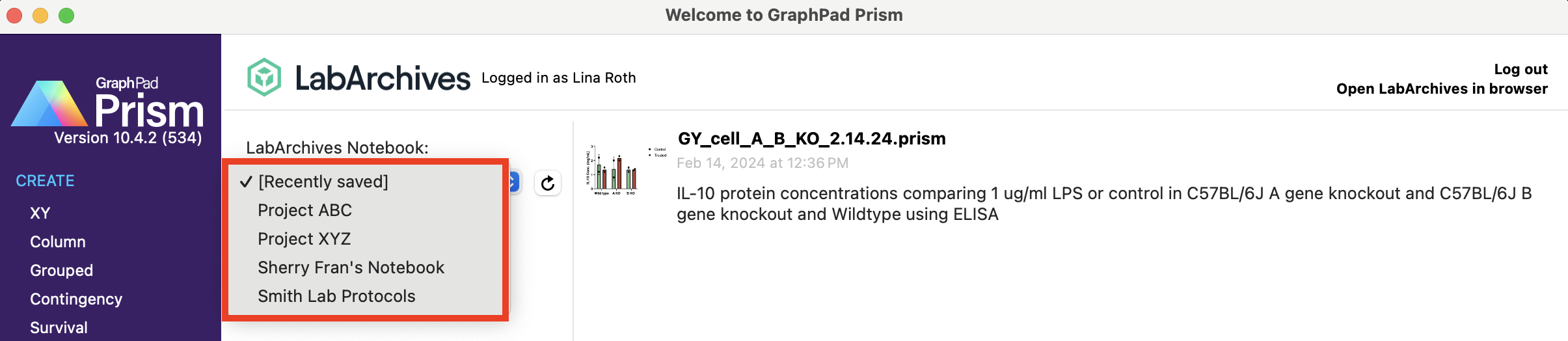 GraphPad Prism Integration – LabArchives
